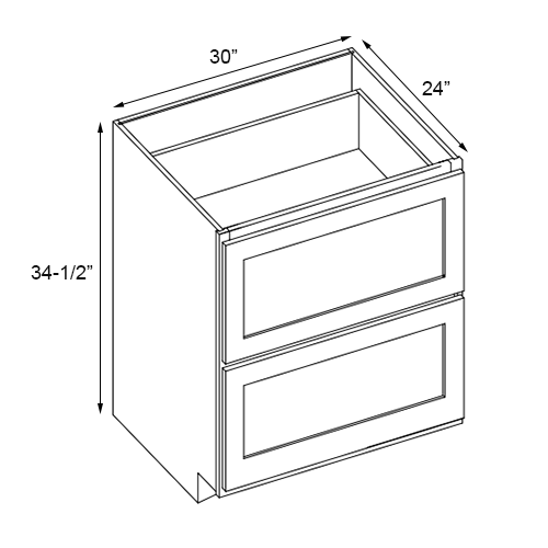 Affordable Ethereal White Micro Shaker Base Cabinet with 2 Drawers