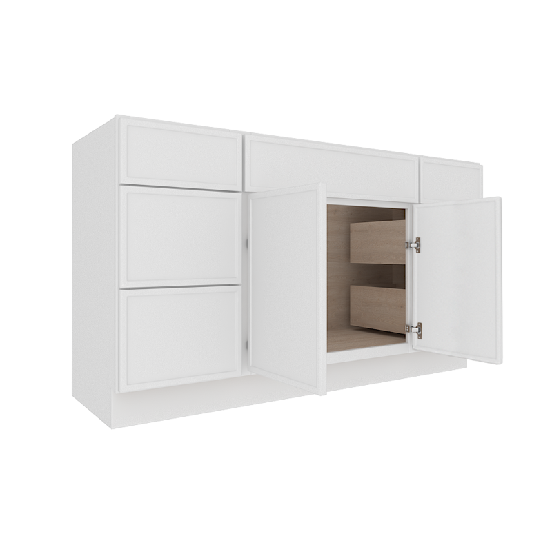 Ethereal White Micro Shaker Vanity Sink Base Combo Cabinet With 6 ...