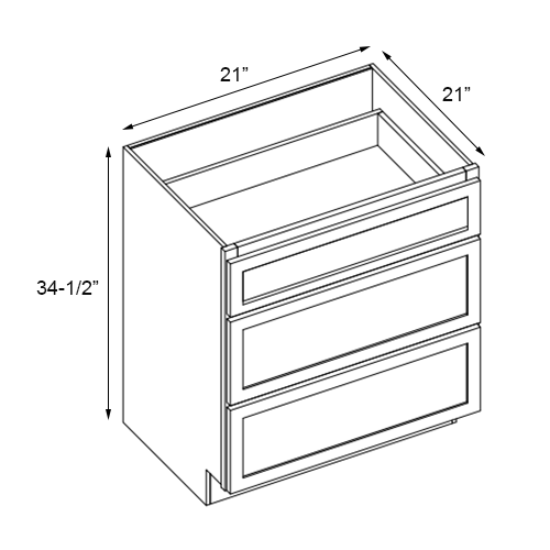 Affordable Opulent White Shaker Vanity Sink Base Cabinet with 3 Drawers