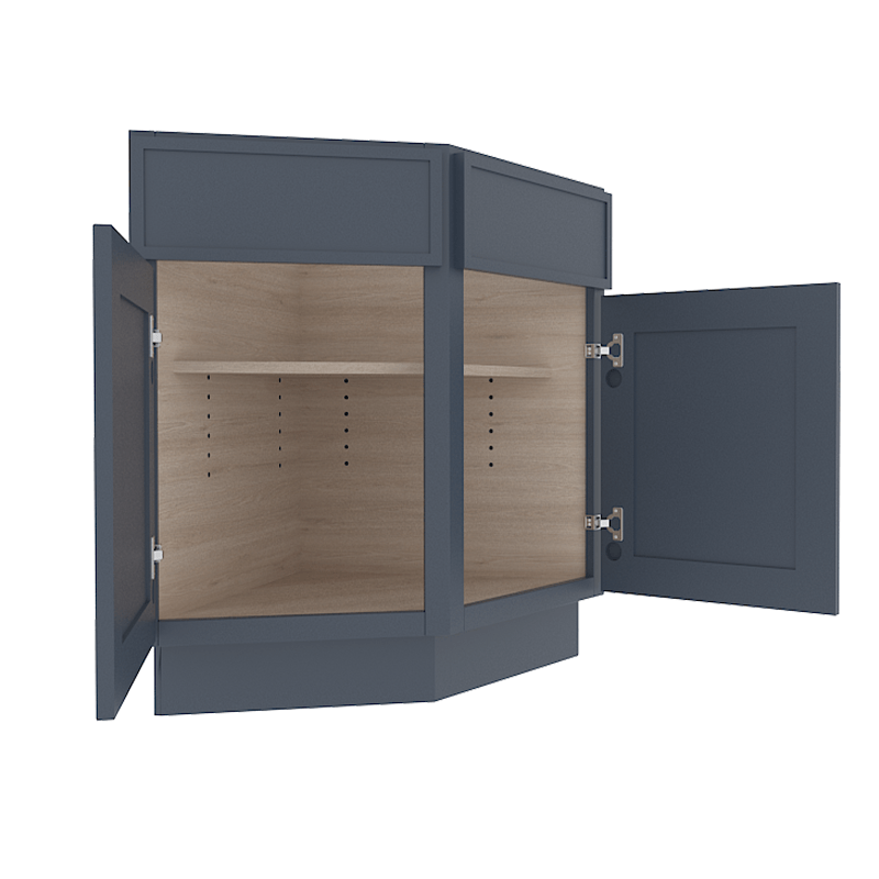 Affordable Imperial Midnight Blue Shaker Base End Corner Cabinet