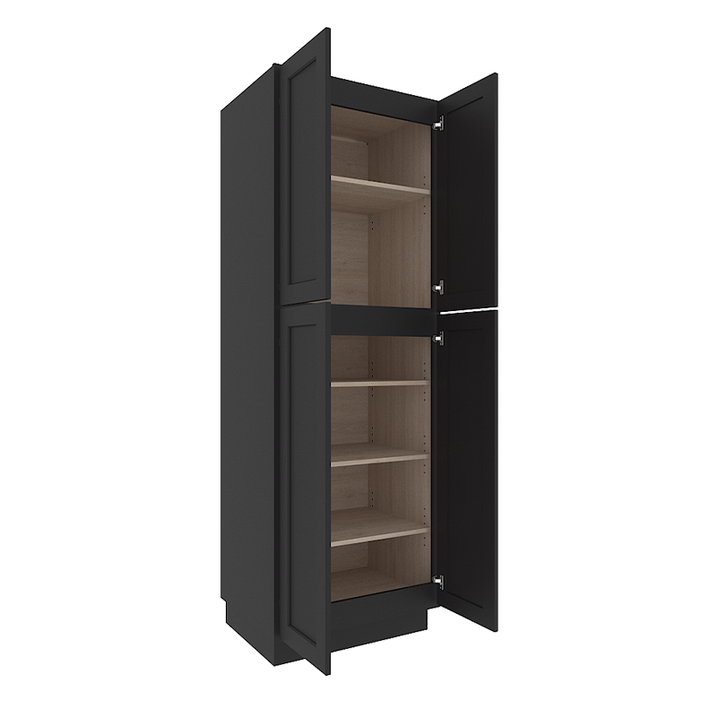Affordable Sovereign Onyx Black Shaker Tall Pantry Cabinet with 4 Doors