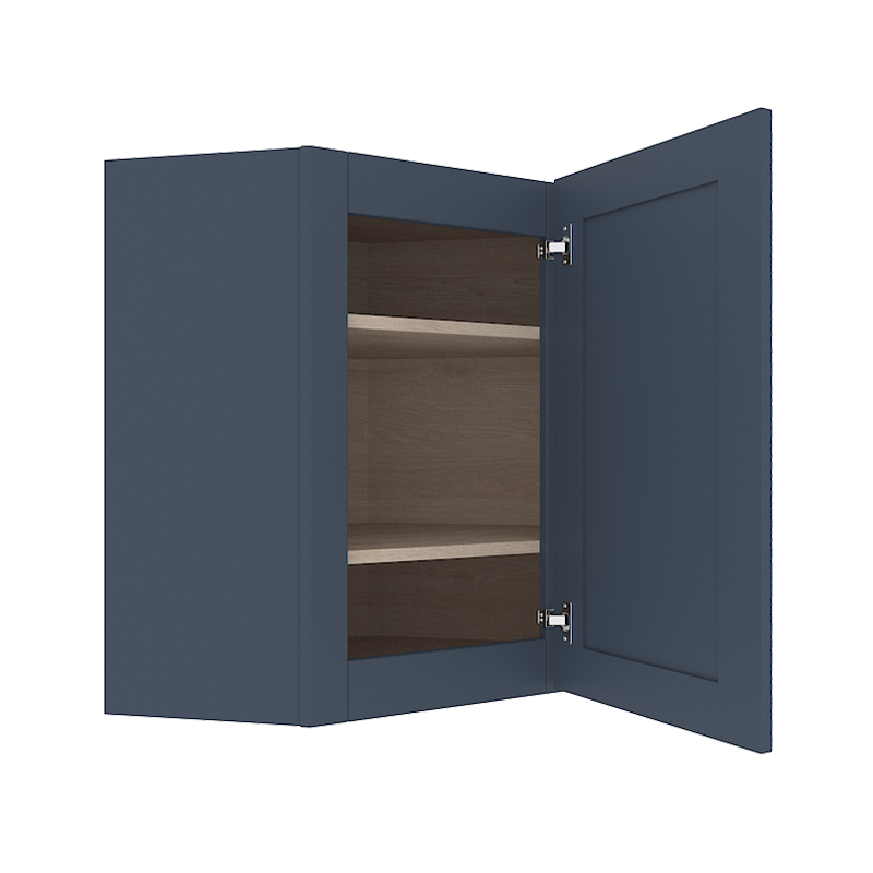 Affordable Imperial Midnight Blue Shaker Wall Diagonal Corner Cabinet